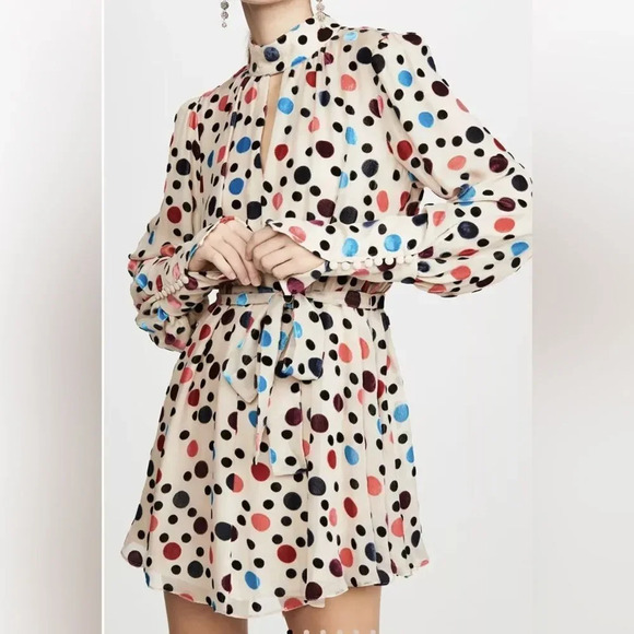 SALONI | Dresses | Newsaloni Tania Bubblegum Velvet Polka Dot Devore ...